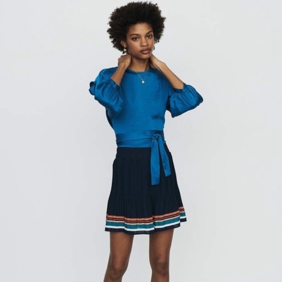 Maje | Shorts | Maje Navy Blue Ikingi Crepe Pleated Shorts 38 | Poshmark